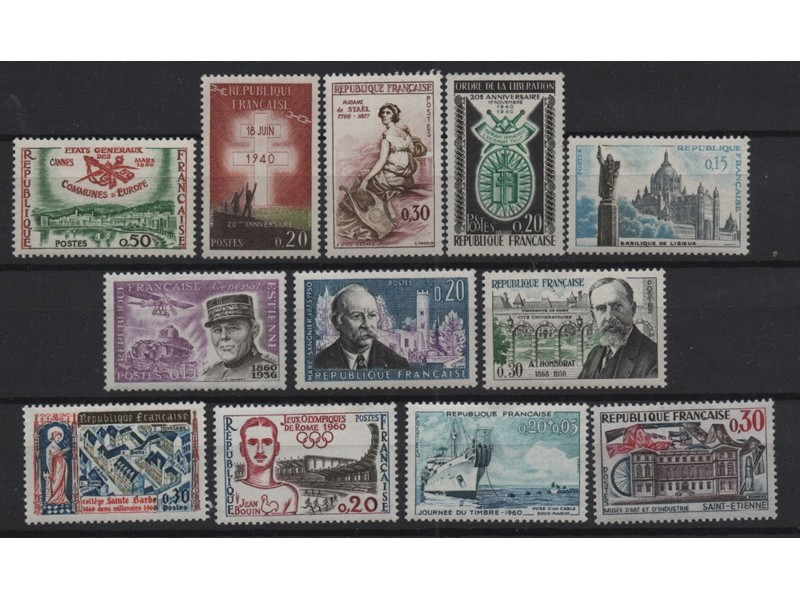 12, Francuska 1960 Lot od 12 čistih maraka