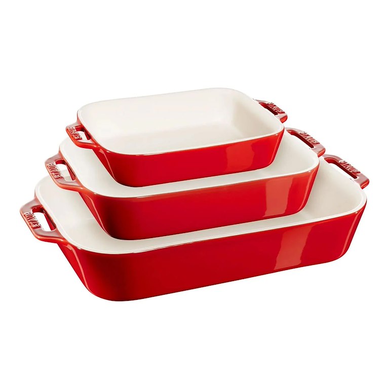 Keramički pekač STAUB Set 3/1 Crveni Pravougaoni