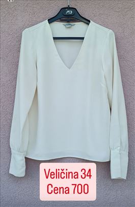 Bela elegantna bluza sa dugim rukavima 34 H&M