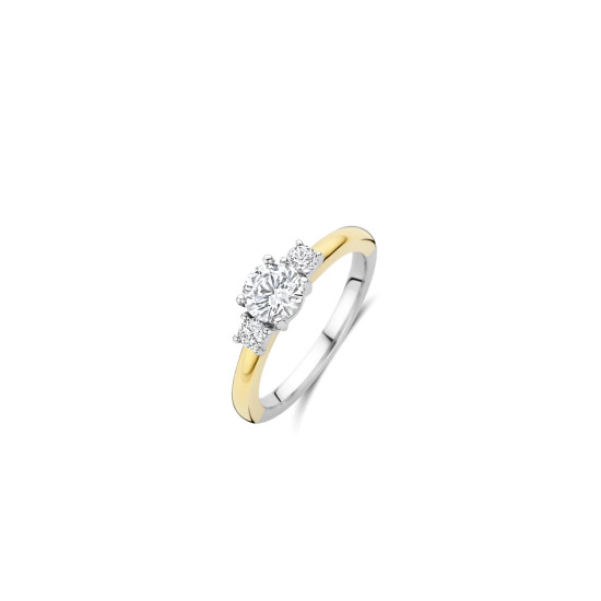 TI SENTO 1796ZY/50 prsten Classic Triple Zirconia Sterling Silver 925 Yellow Gold Plated Veličina 50