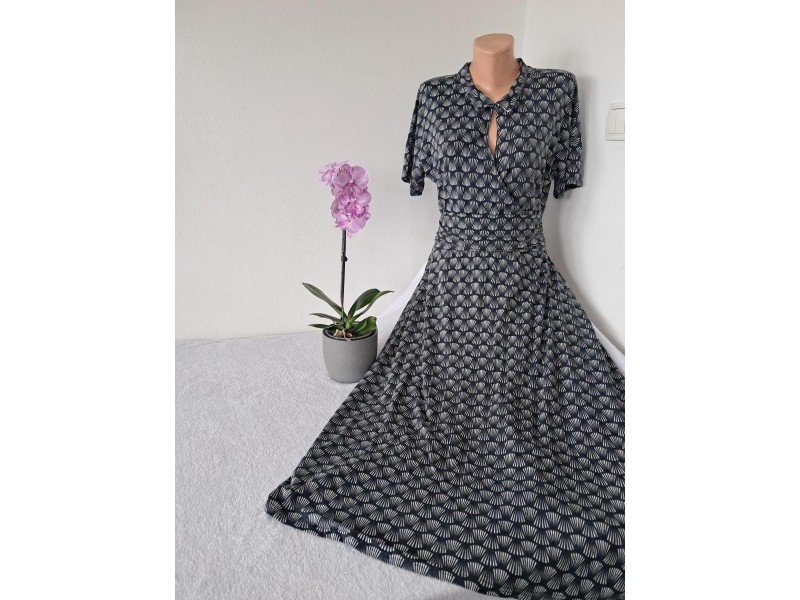 Retro Art Deco viskozna haljina vel XL