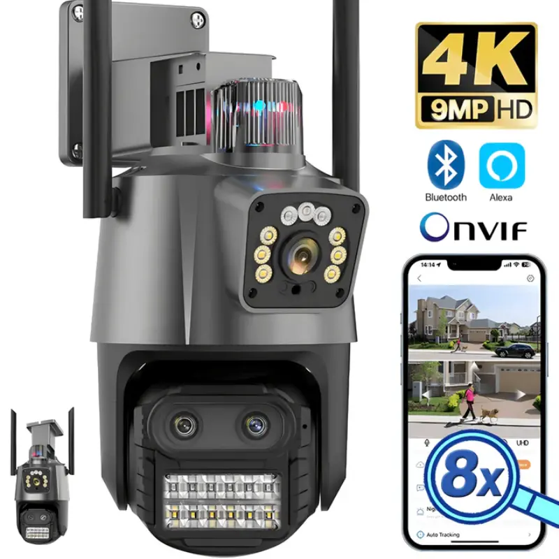 PTZ 4K kamera sa 3 sočiva 8x zumom i sirenom