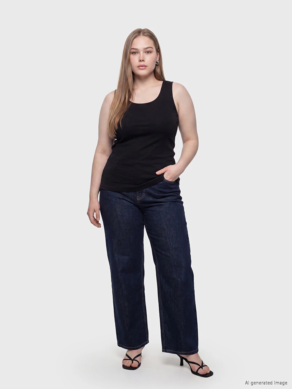 LCWAIKIKI Curve Plus Size U Izrez Ženska Top Majica