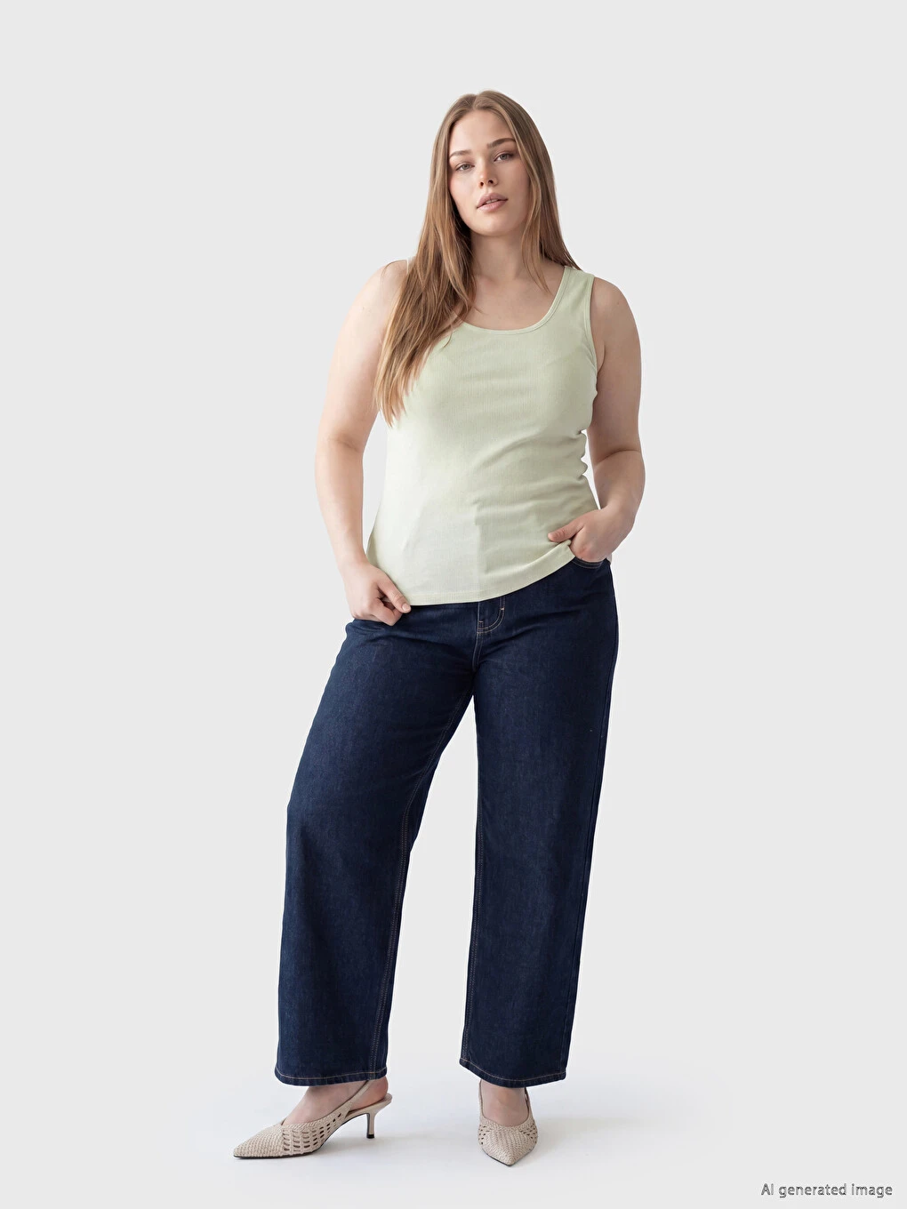LCWAIKIKI Curve Plus Size U Izrez Ženska Top Majica