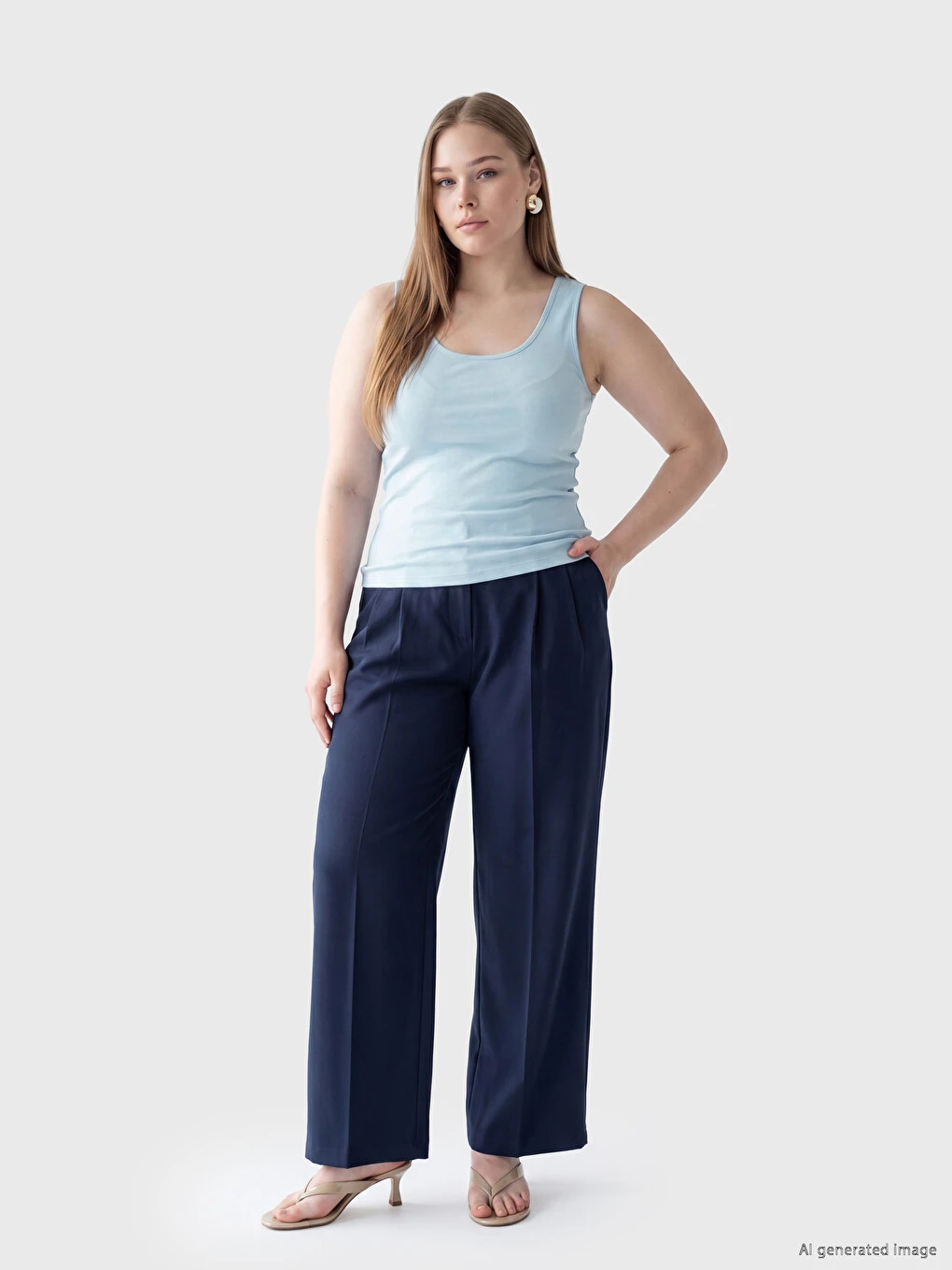 LCWAIKIKI Curve Plus Size U Izrez Ženska Top Majica