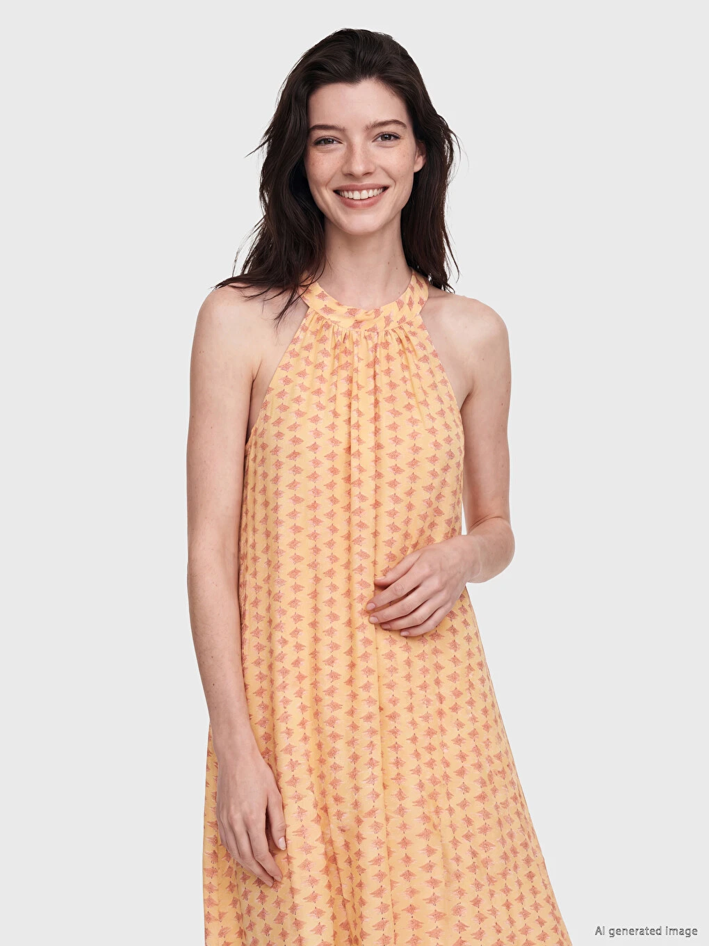 LCW Comfort Halter Dezenirana Plisirana Haljina