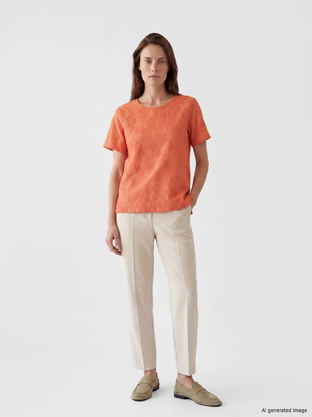 LCW Grace Okrugli Izrez Vezeni 100% Pamuk Bluza