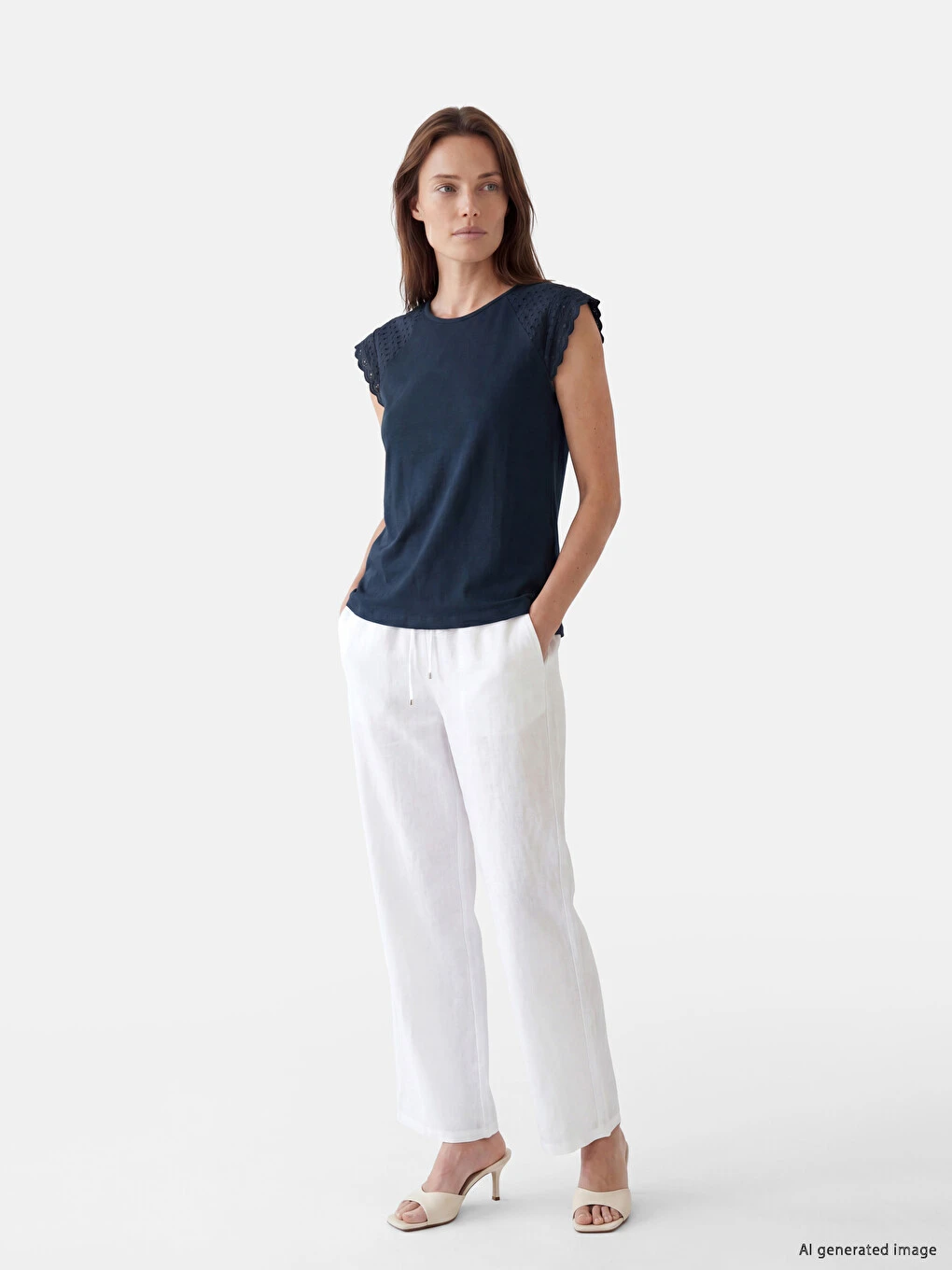 LCW Grace Okrugli Izrez Vezeni 100% Pamuk Bluza