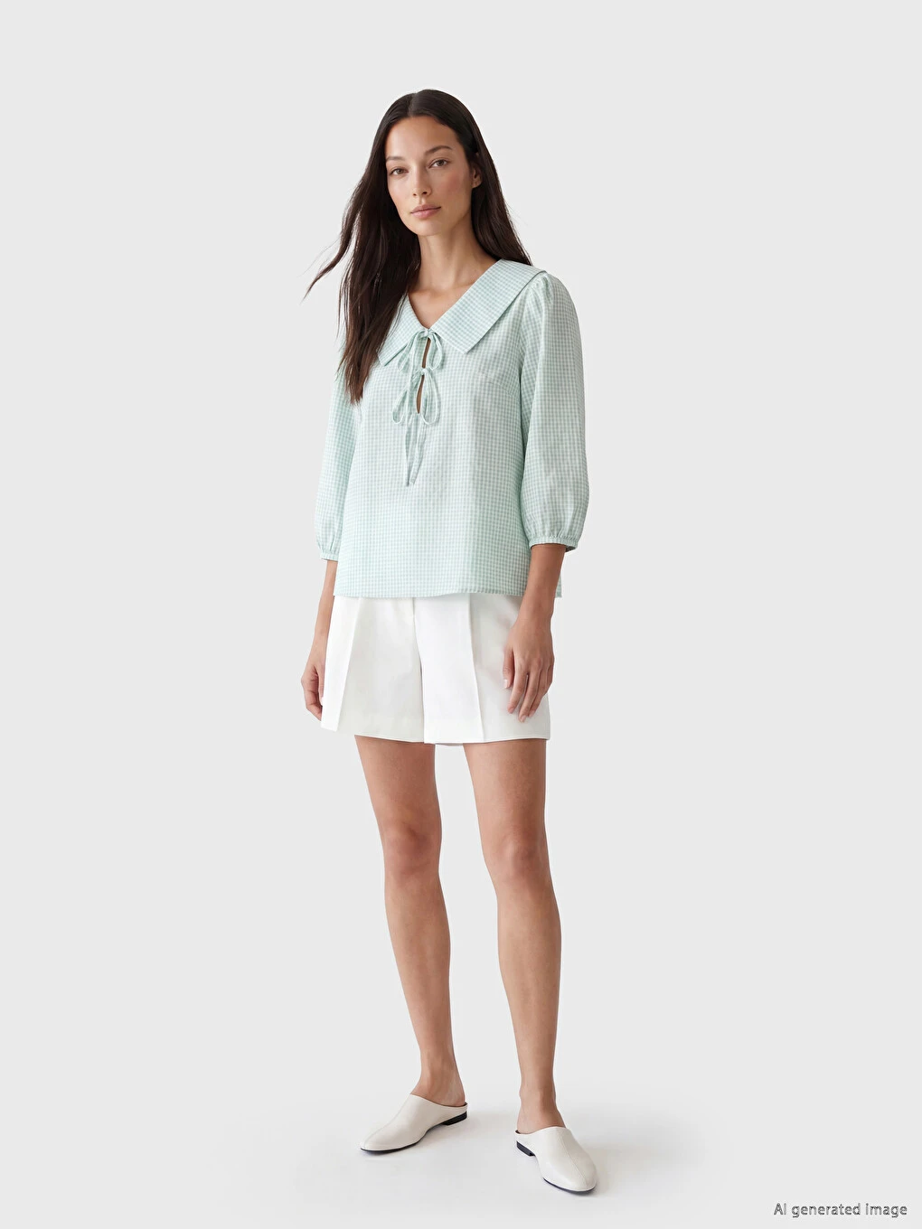 LCW EVERYDAY Peter Pan Kragna Karirana Bluza