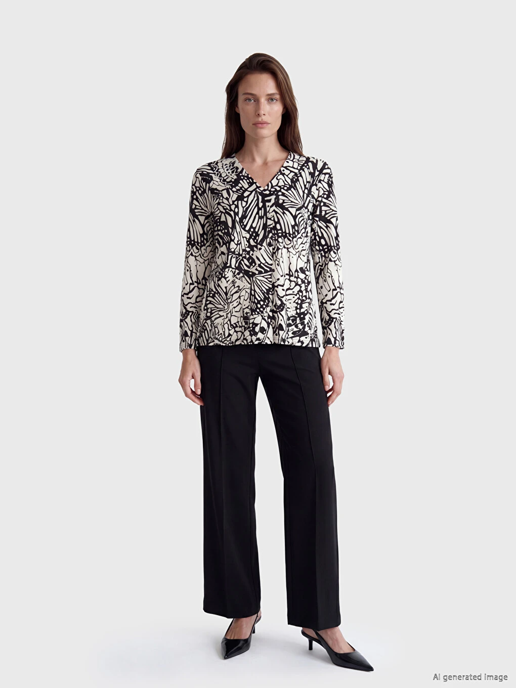 LCW Grace Bluza Sa V Izrezom I Uzorkom