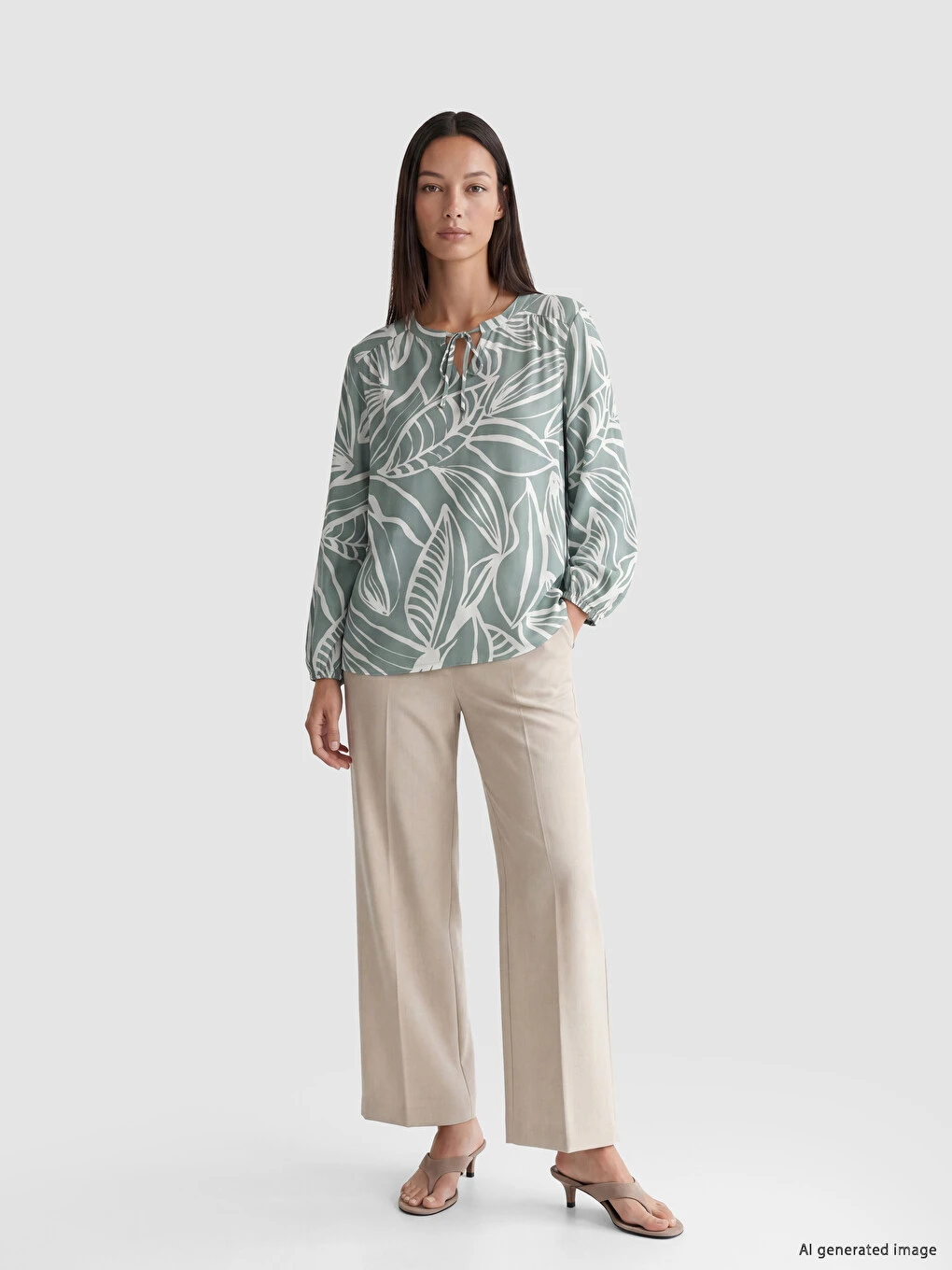 LCW EVERYDAY Bluza Sa Kragnom Na Vezanje I Uzorkom