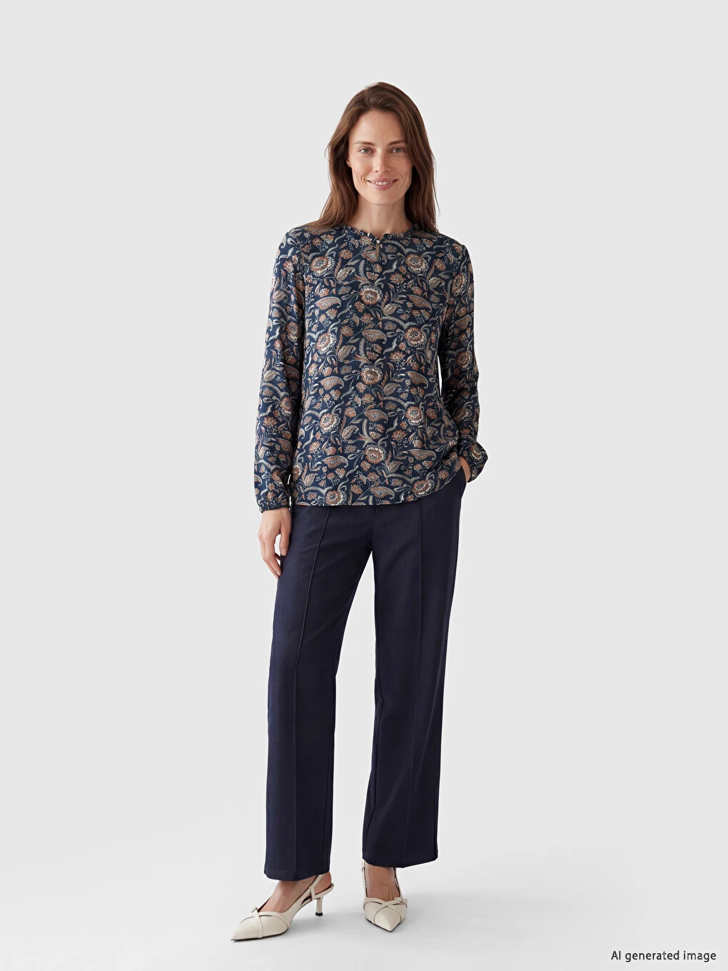 LCW Grace Nabrana Polu-rolka Dezenirana Bluza