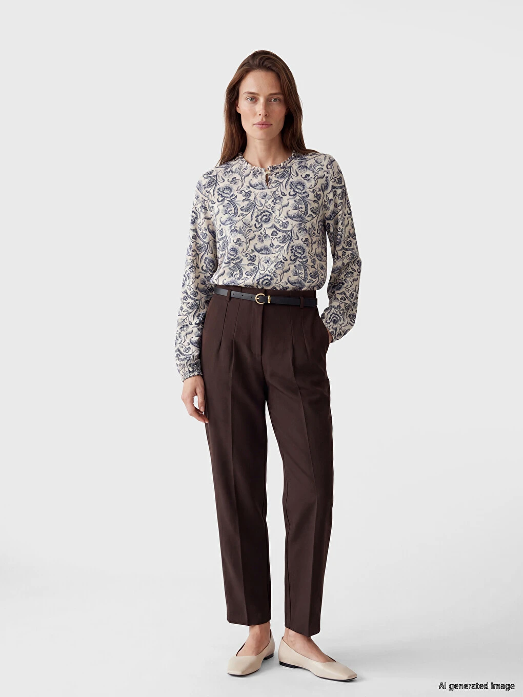 LCW Grace Nabrana Polu-rolka Dezenirana Bluza