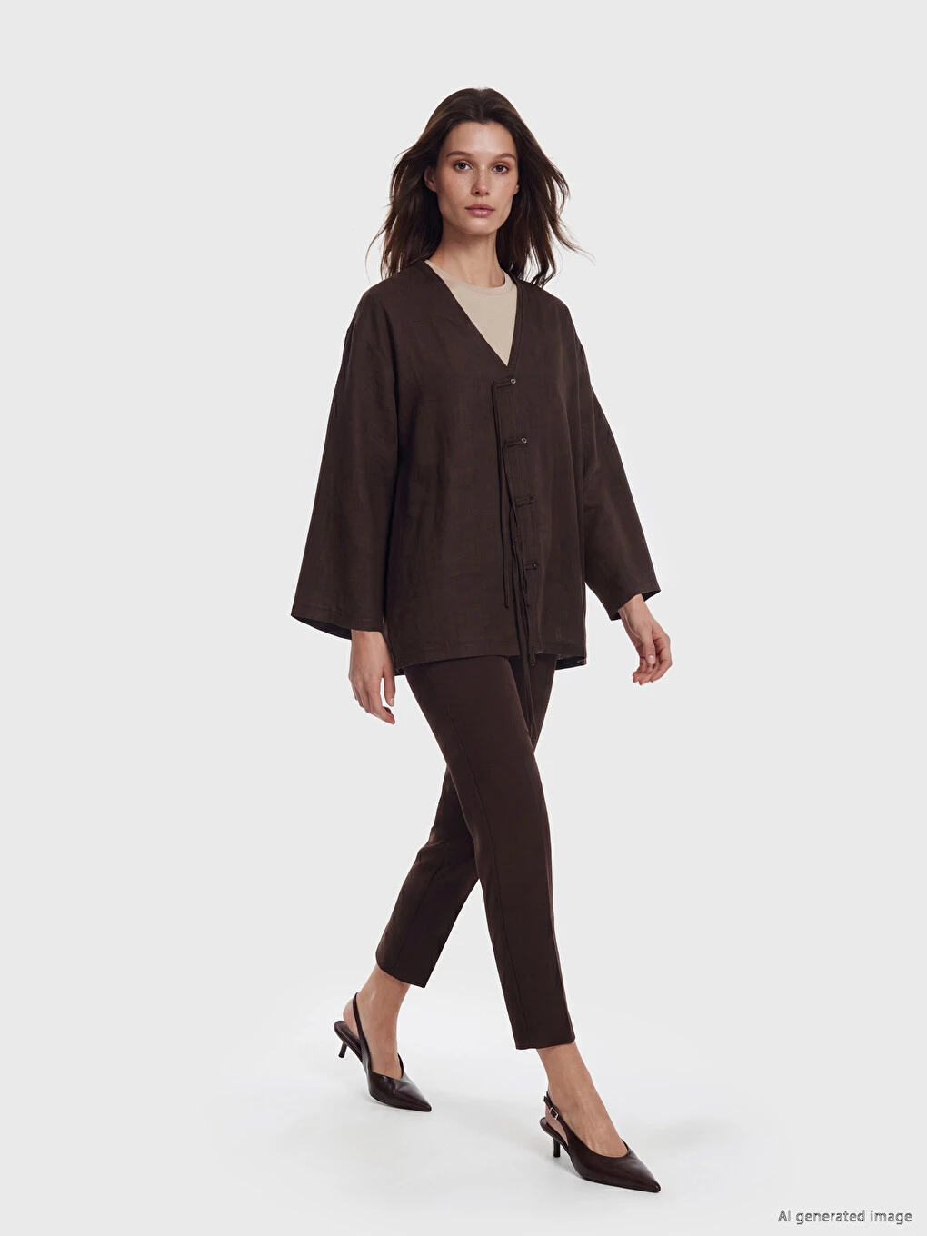 LCW Modest V Izrez Preveliki Ženski Kimono