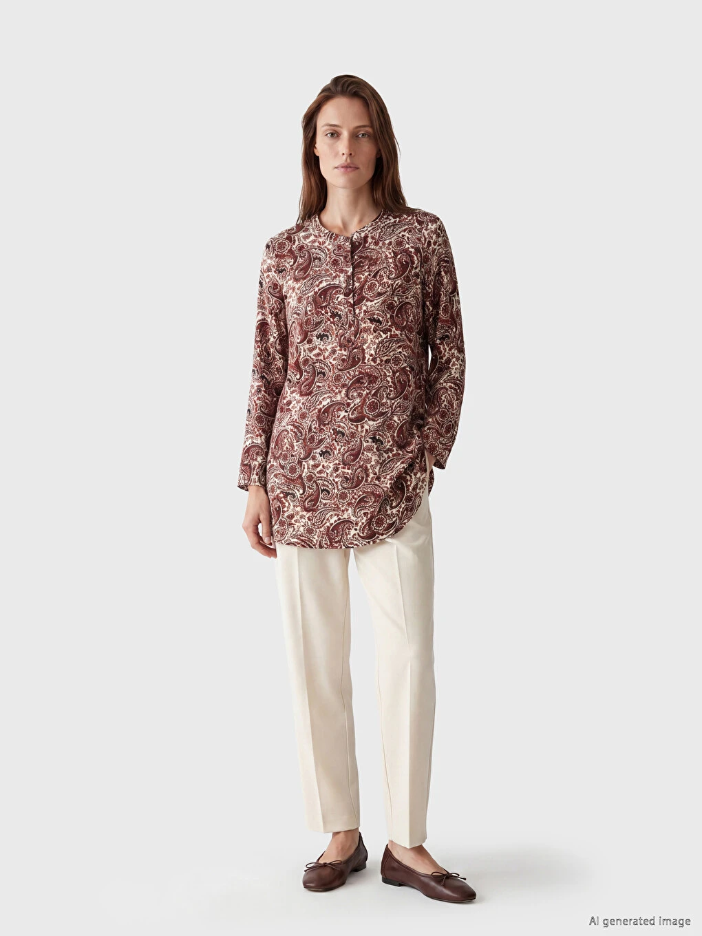 LCW Grace Ženska Tunika Sa Ruskom Kragnom I Uzorkom