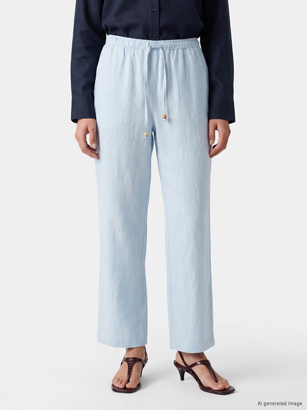 LCW Vision Elastični Struk Ženske 100% Lanene Pantalone