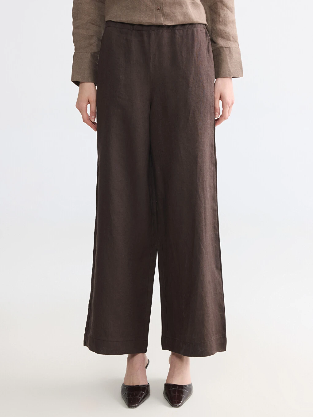 LCWAIKIKI Classic Elastični Struk Ženske 100% Lanene Pantalone