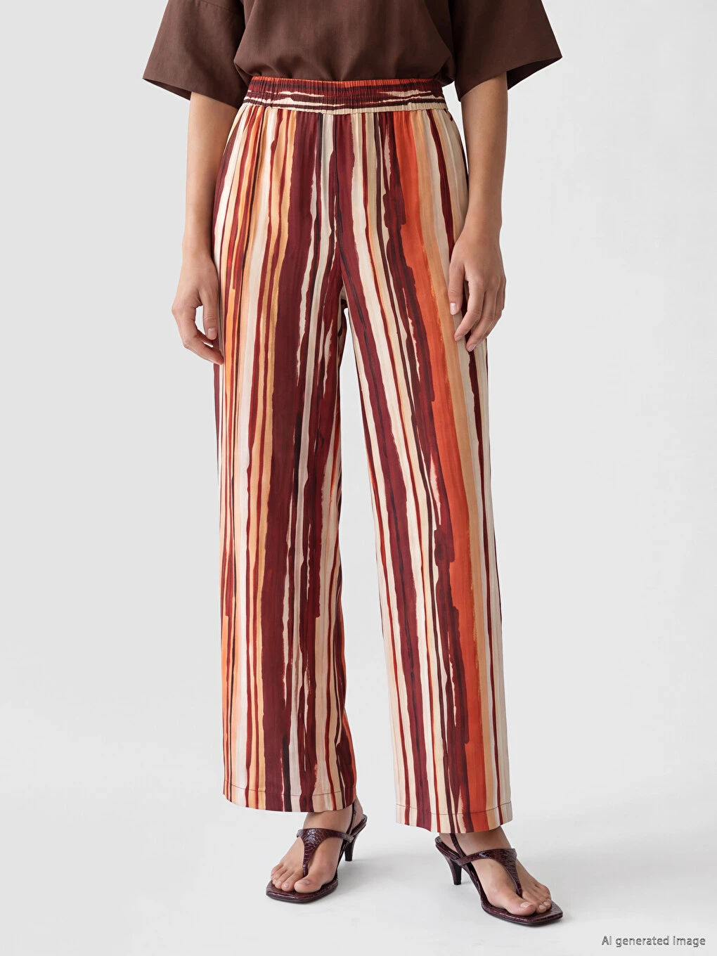 LCWAIKIKI Classic Elastični Struk Prugaste Ženske Pantalone