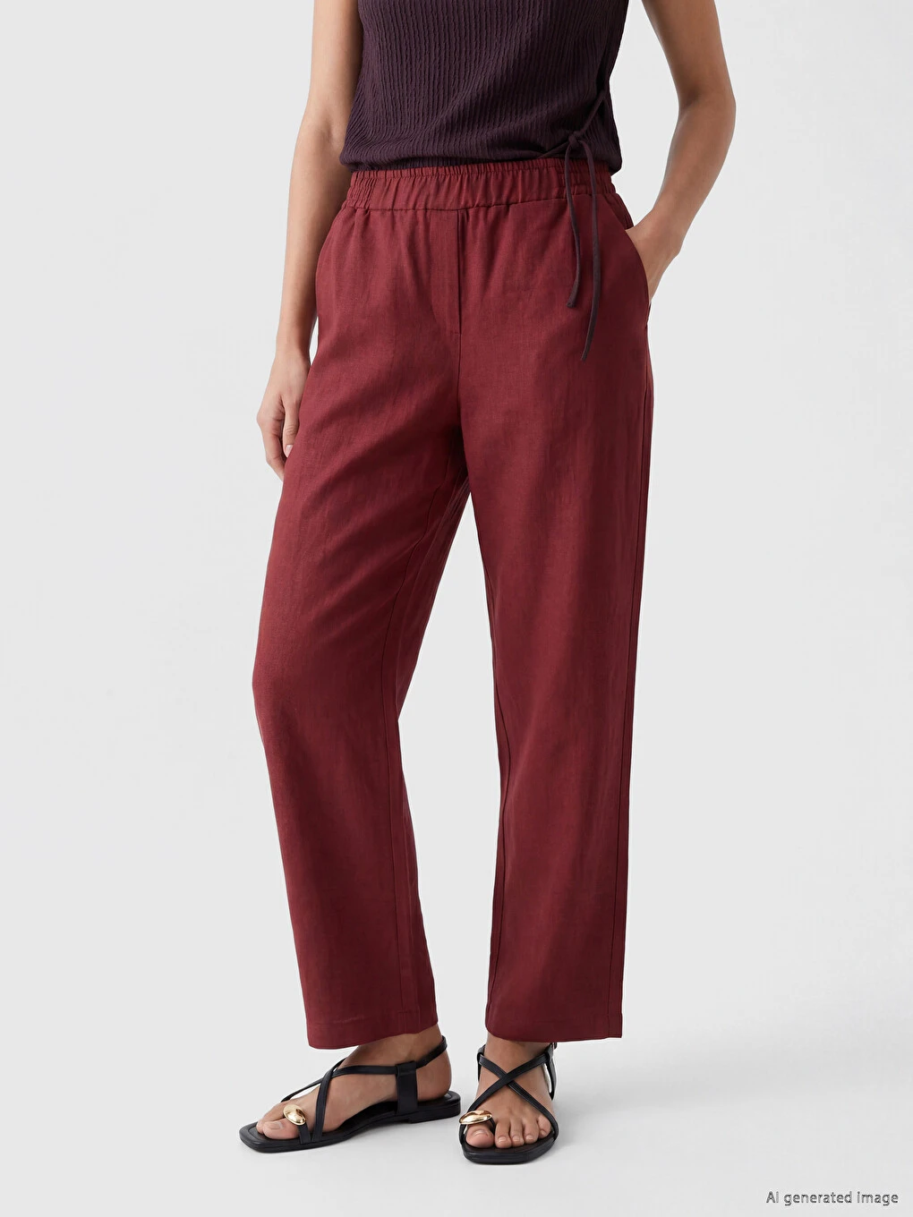 LCWAIKIKI Classic Šargarepa Fit Ženske 100% Lanene Pantalone