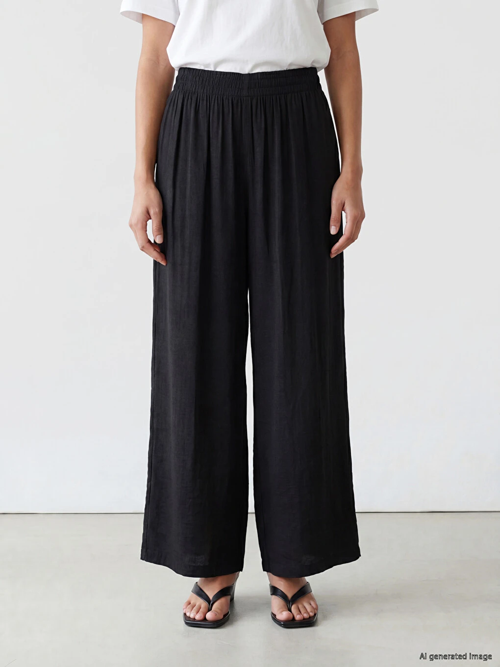LCW Modest Elastični Struk Široke Nogavice Ženske Pantalone