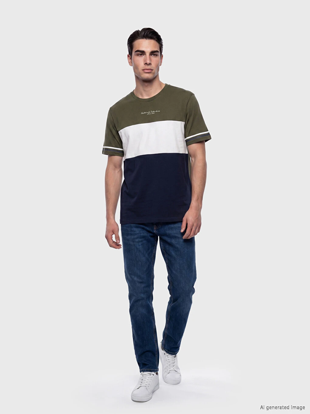 LCWAIKIKI Classic Okrugli Izrez Blok Boja Muška Majica