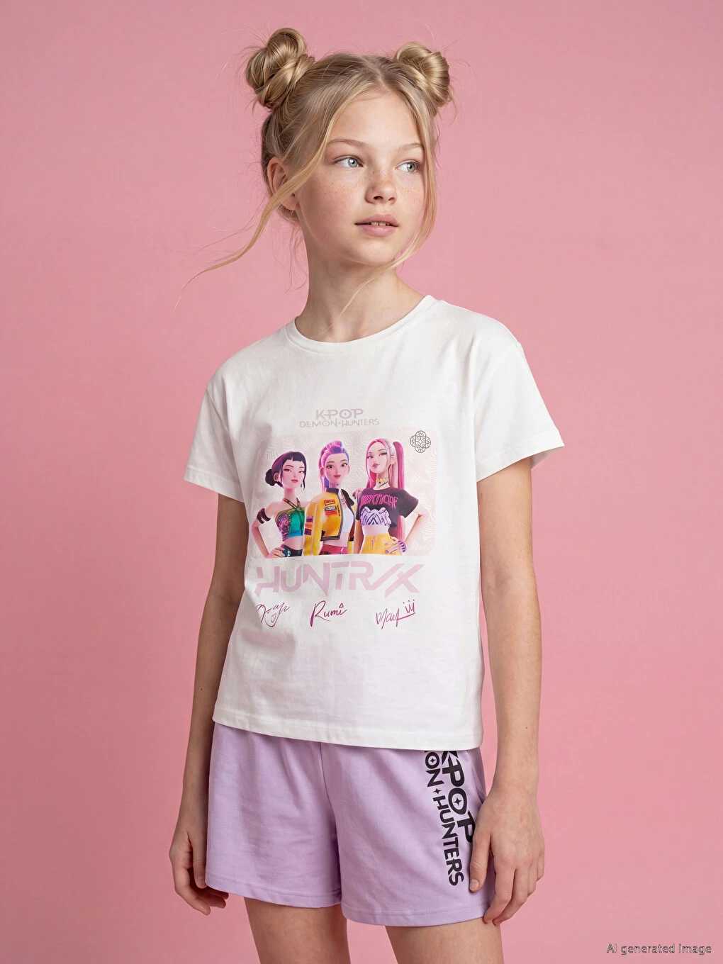 LCW Kids K-pop Demon Hunters Štampana Majica Za Devojčice
