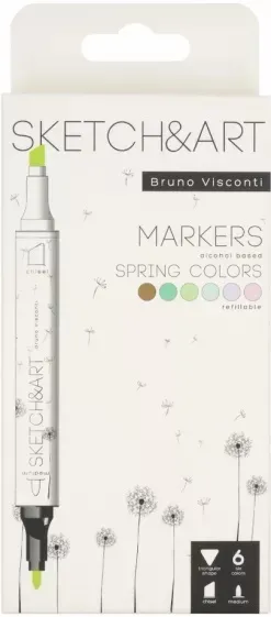 Set dvostranih markera 6 kom SKETCH&ART SPRING LANDSCAPE Bruno Visconti