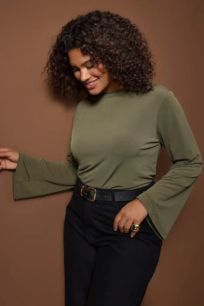 Trendyol Curve Ženska bluza Tbbaw26Af00103, Kaki