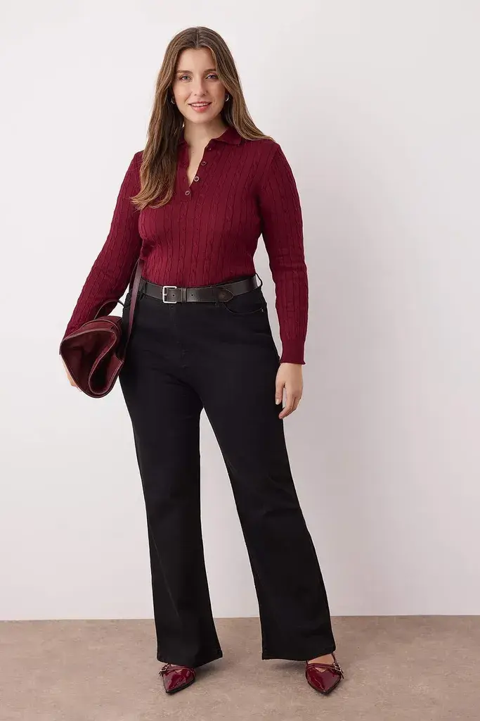 Trendyol Curve Ženska bluza Tbbaw26Af00005, Bordo