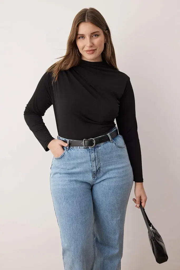 Trendyol Curve Ženska bluza Tbbaw26Af00104, Crna