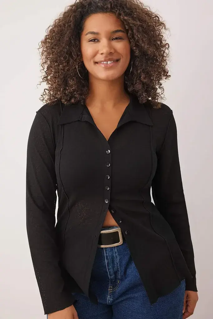 Trendyol Curve Ženska bluza Tbbaw26Af00044, Crna