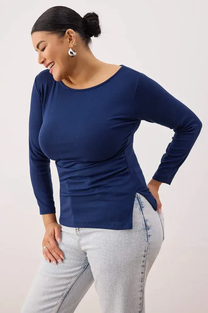 Trendyol Curve Ženska bluza Tbbaw26Af00108, Tamnoplava