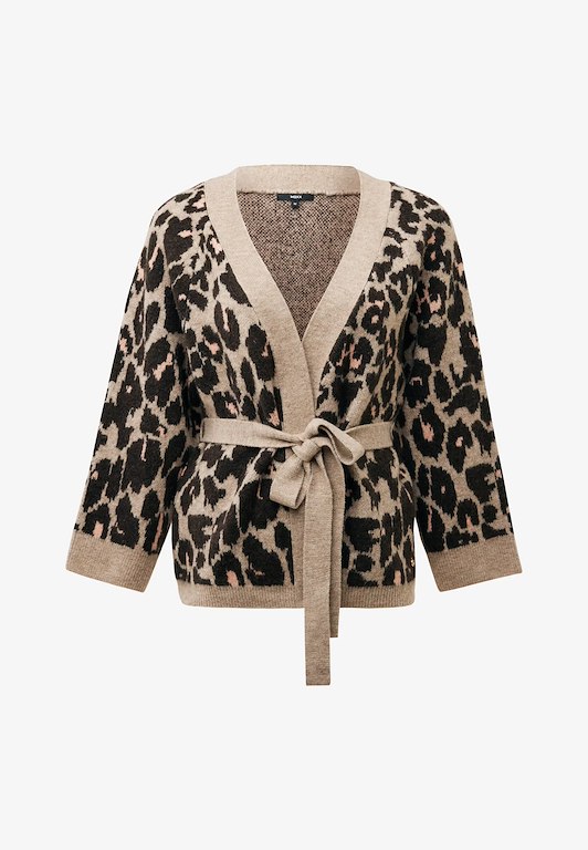 Mexx Ženski kardigan Jacquard MF006602553W, Dugi, Dugi rukav, Smeđi