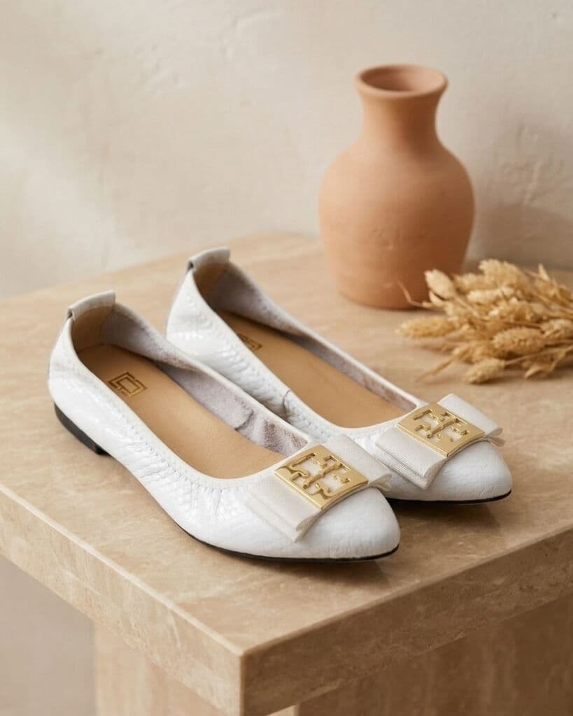 Squareonline Ženske baletanke White Gold Elegance, Bele