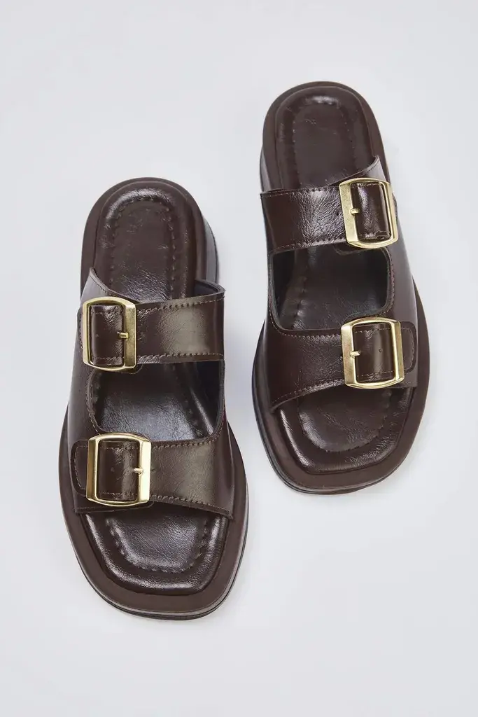 Trendyol Shoes Ženske papuče Takss25Te00044, Smeđe