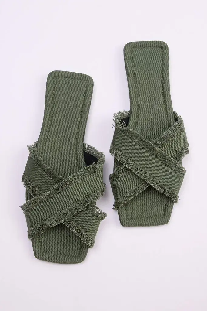 Trendyol Shoes Ženske papuče Takss25Te00043, Kaki