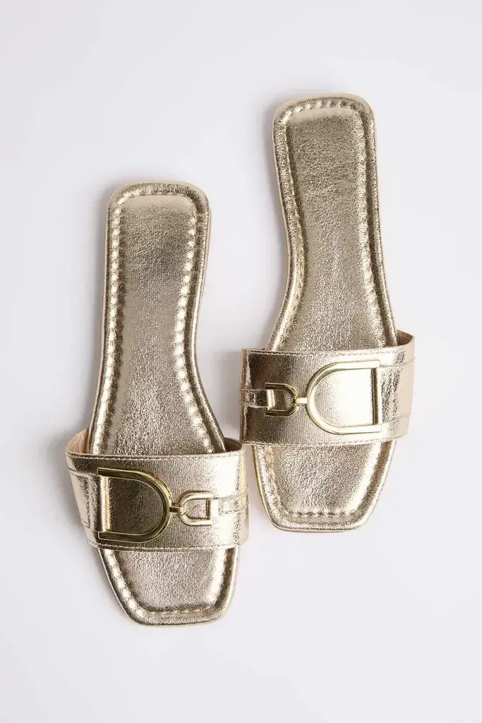Trendyol Shoes Ženske papuče Takss25Te00015, Zlatne boje