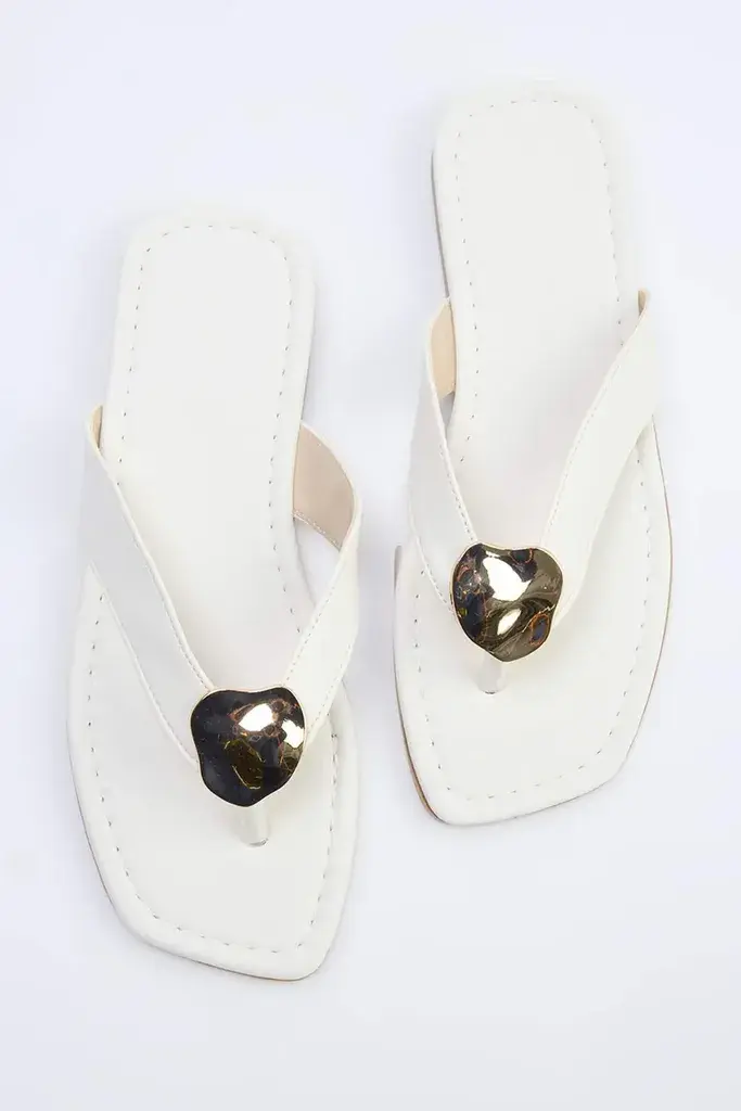 Trendyol Shoes Ženske papuče, Bele