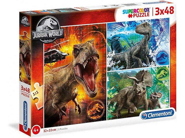 Puzzle slagalice 3x48 delova Dinosaurusi Jurassic World Clementoni 25250
