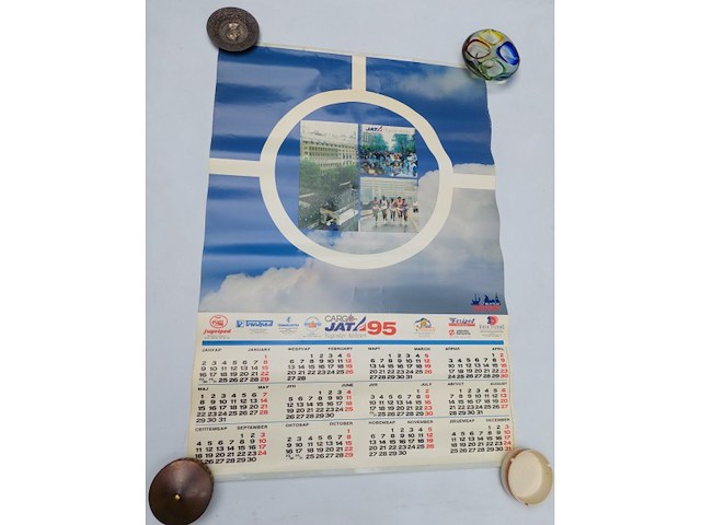 JAT KALENDAR VELIKI ZIDNI IZ PREDSTAVNISTVA RARE YU