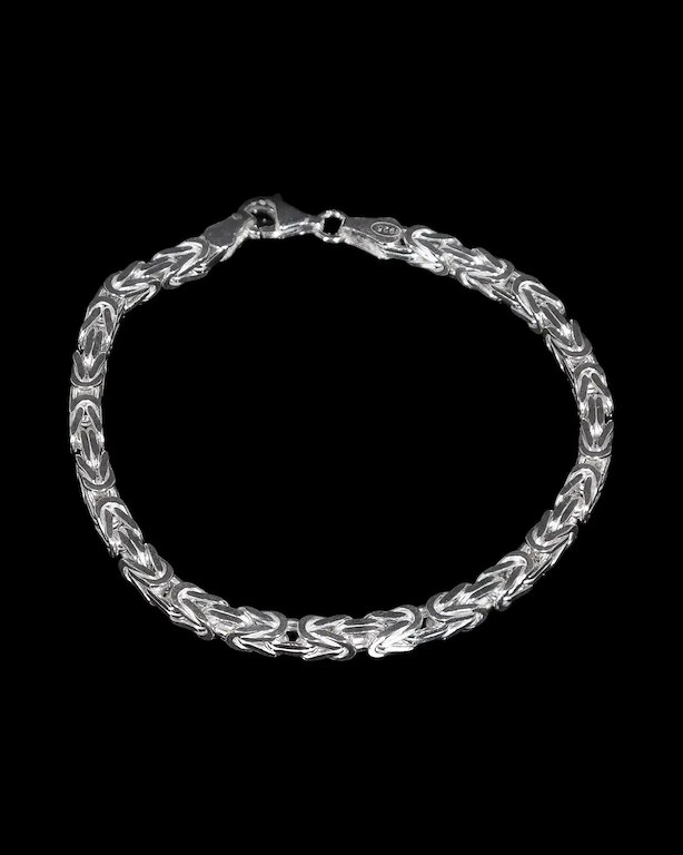 MUŠKA NARUKVICA - BELI KRALJEVSKI RAD 4MM