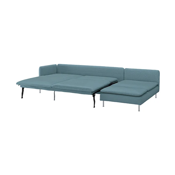 Sofa ležaj 4-sed, s lenjivcem bez stranice/Fridtuna tamnosiva-plava