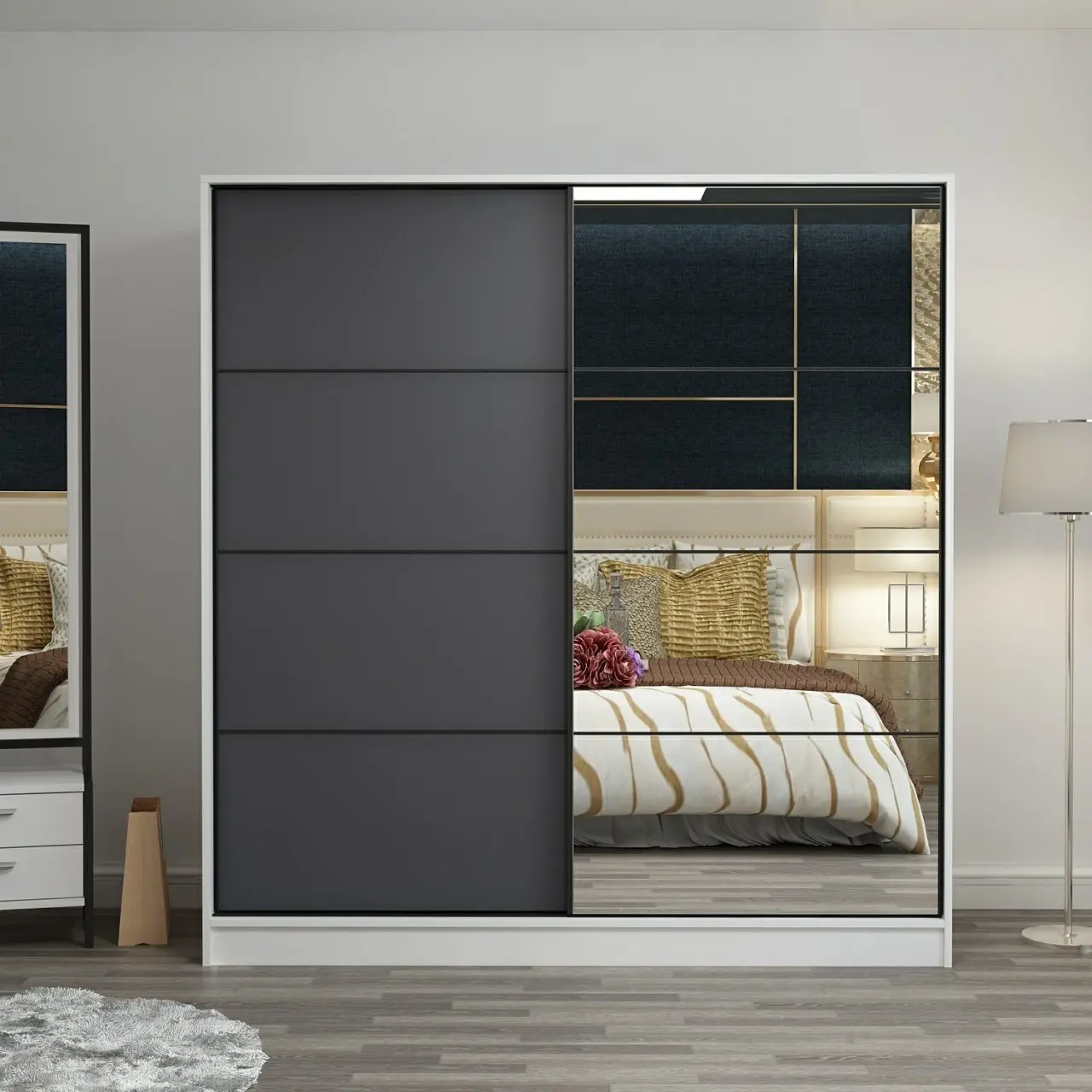 Hanah home Ormar Kale 180x210x52cm Belo-Antracit