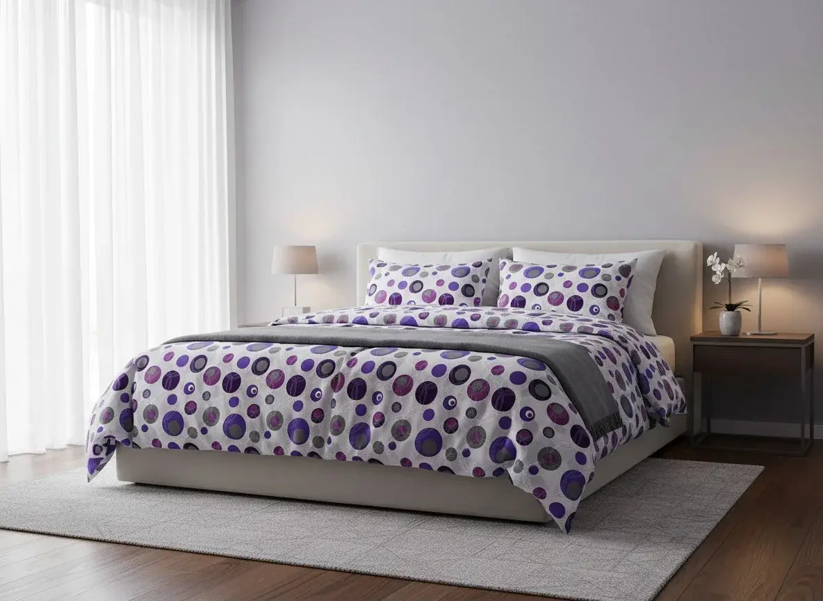 Tekstilshop Pamučna posteljina Purple Dots, 140x200 cm, Šarena