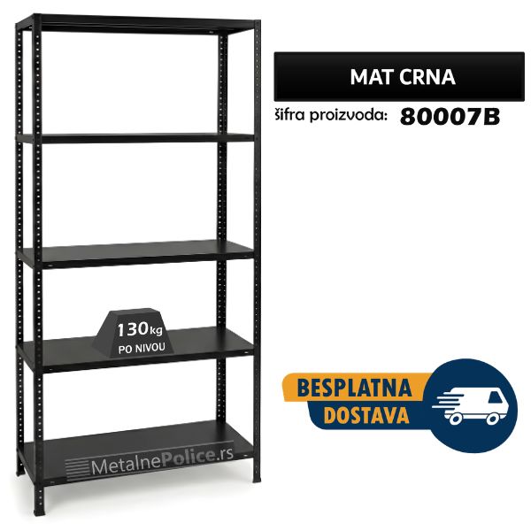 Polica metal-metal188x100x40 5x130kg crna