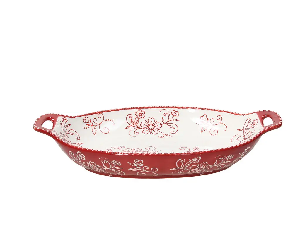 Tognana Činija Natalia Pyrex 30.5x19.5 cm, Crveno-bela
