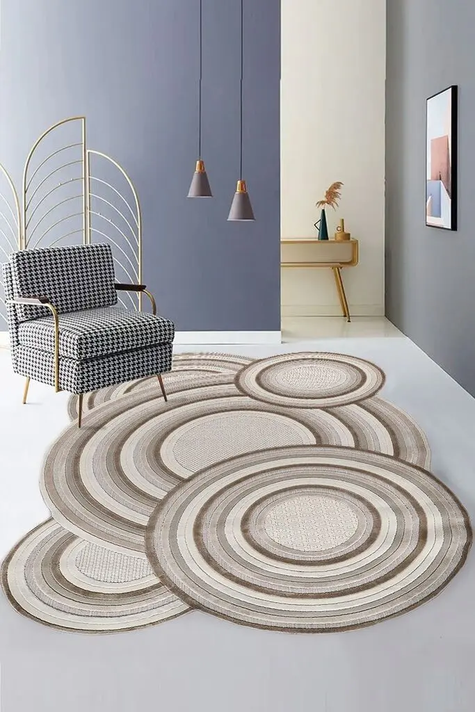 Conceptum Hypnose Tepih Amorf-Ar002, Okrugli, 100 x 200 cm, Krem-bež