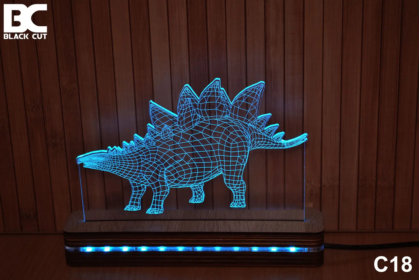 Black Cut 3D Lampa Svetlo plava