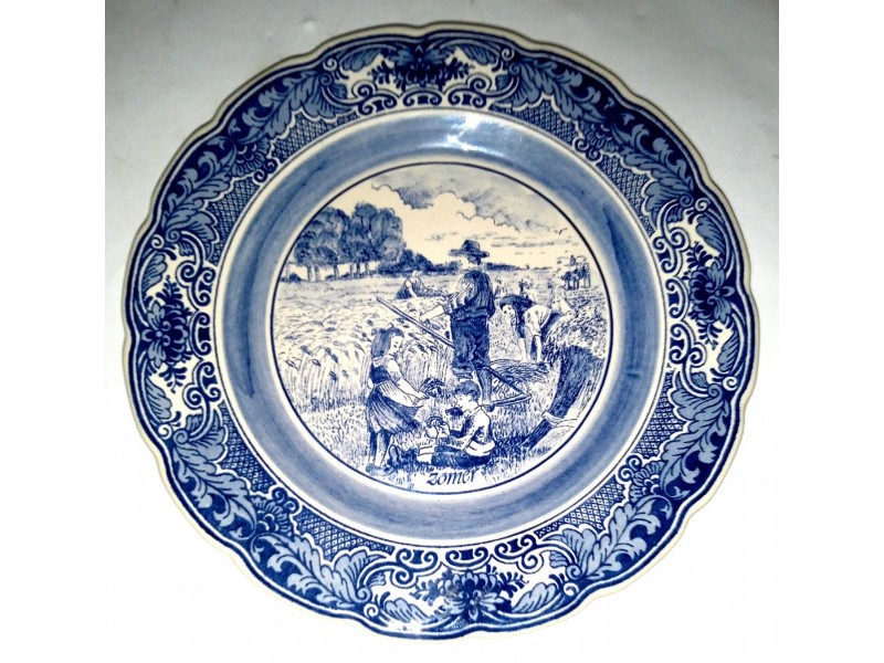 TANJIR - PORCELAN DELFT BLUE HAND PAINTED HOLLAND 23cm
