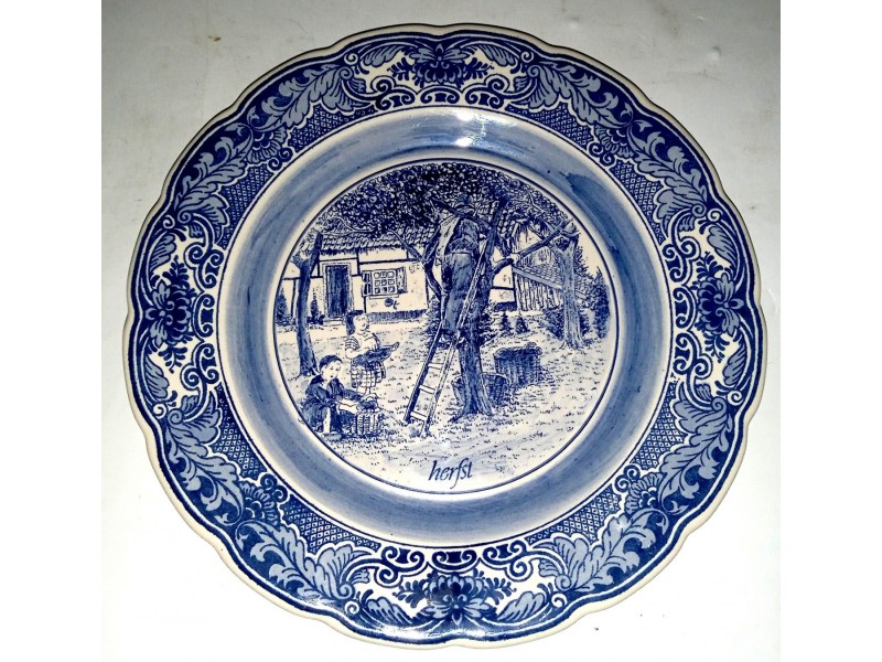 TANJIR - PORCELAN DELFT BLUE HAND PAINTED HOLLAND 23cm